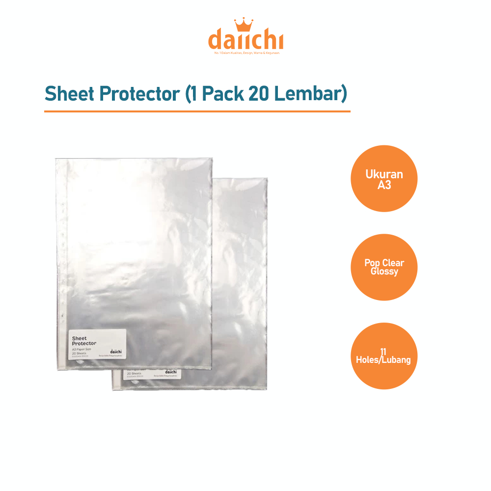 Jual Daiichi - Sheet Protector PP Pocket Pelindung Kertas Ukuran A3 (20 ...