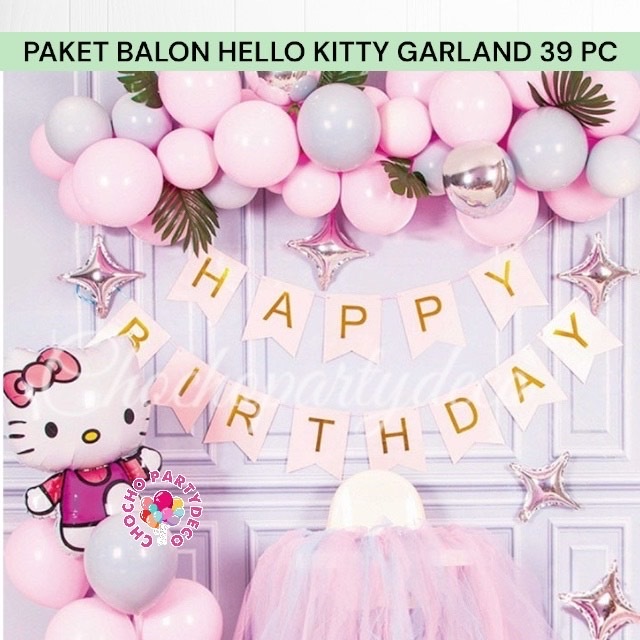 Jual Paket Balon HELLO KITTY GARLAND 39 PC / Dekorasi Ulang Tahun Hello ...