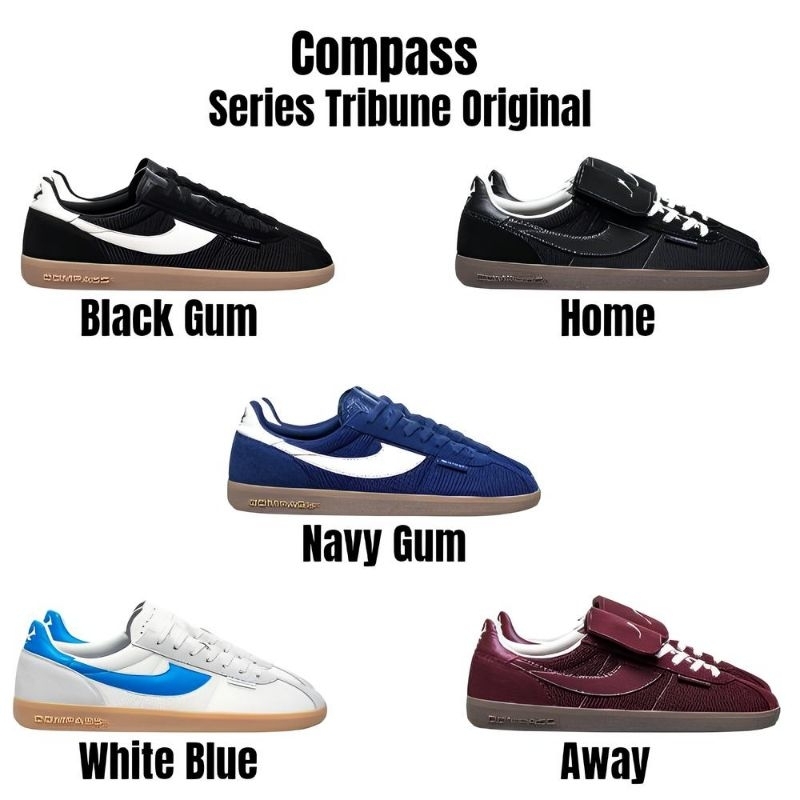 Jual Sepatu Compass Tribune Black Gum Home Away Black Maroon White Blue ...