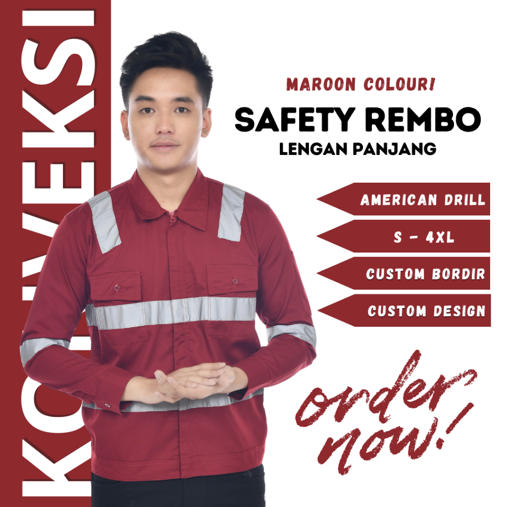 Jual Baju Kemeja Safety Rembo Lengan Panjang - Seragam Kerja Atasan ...