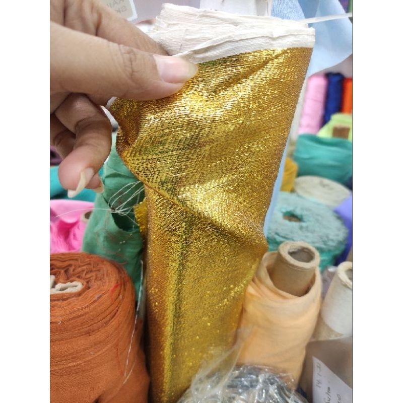 Jual Kain Metalik Emas Perak Lame u Natal Dekor | Shopee Indonesia