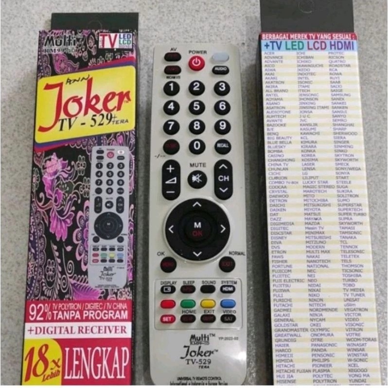 Jual REMOTE TV JOKER 18X 529 MULTI | Shopee Indonesia
