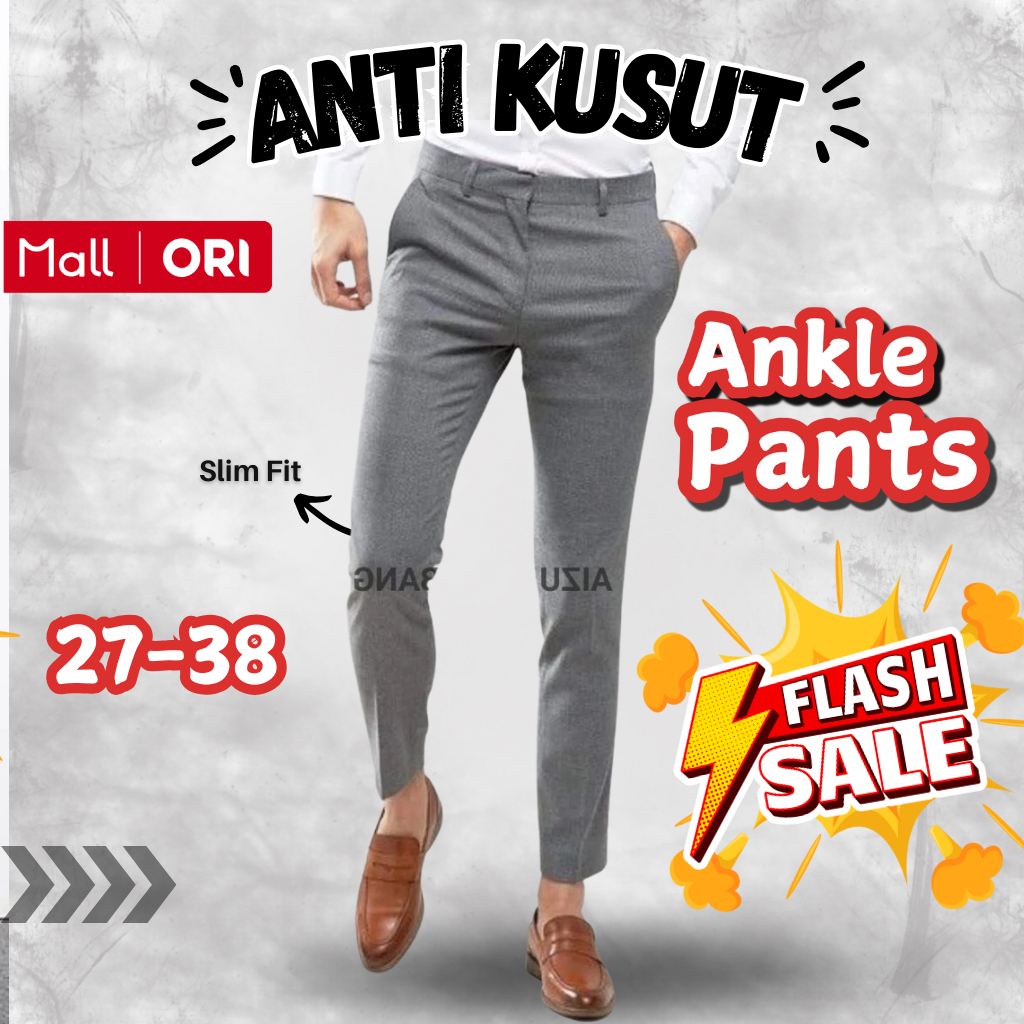 Jual 𝗘𝘃𝗲𝗿𝗺𝗲𝗻.𝗰𝗼 I Celana Bahan Ankle Pants Formal Kantor Kerja Pria Slimfit Bahan Dasar Kain ...