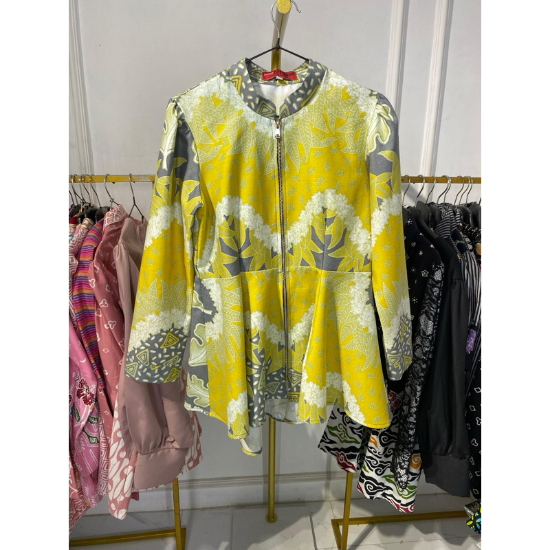 Jual baju batik warna kuning model peplum | Shopee Indonesia