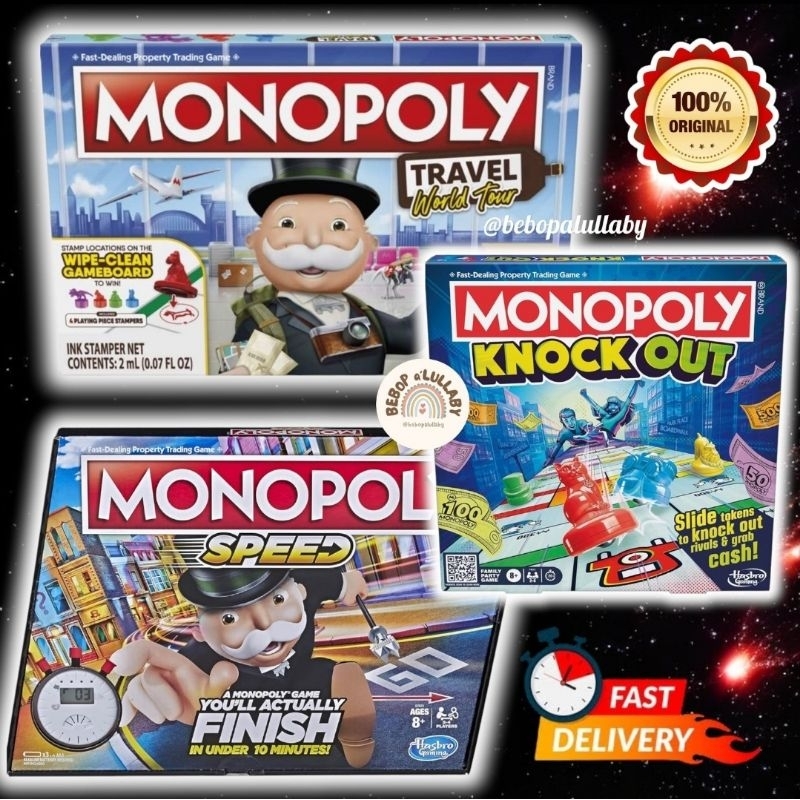 Jual [ORIGINAL!] MONOPOLY SPEED TRAVEL AROUND THE WORLD MONOPOLI KNOCK OUT FAMILY BOARD GAME ...