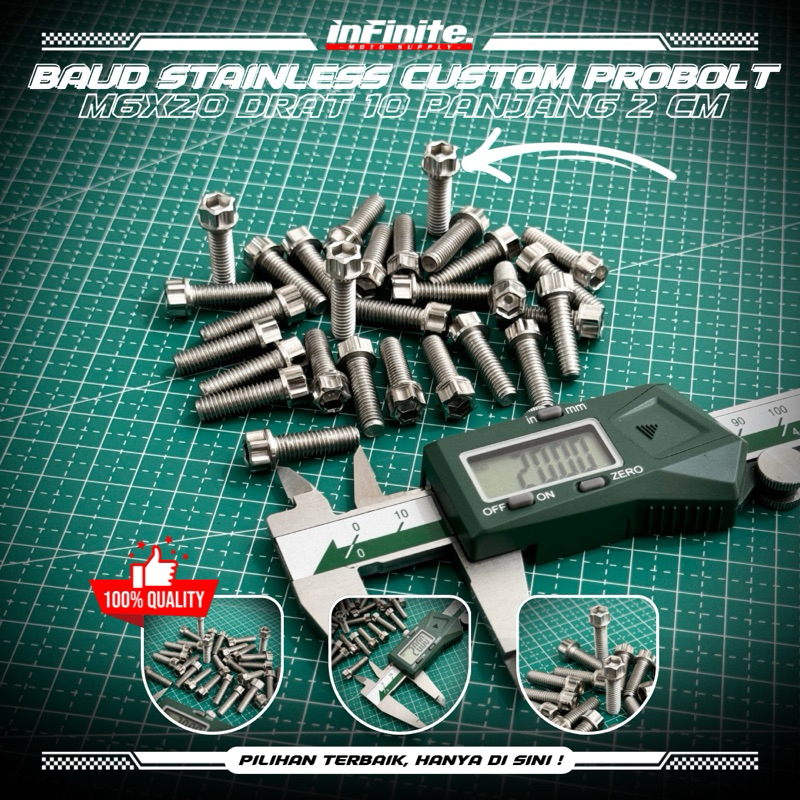 Jual BAUT BAUD M6x20 DRAT 10 2 CM CUSTOM PROBOLT STAINLESS 2 KUNCI ...