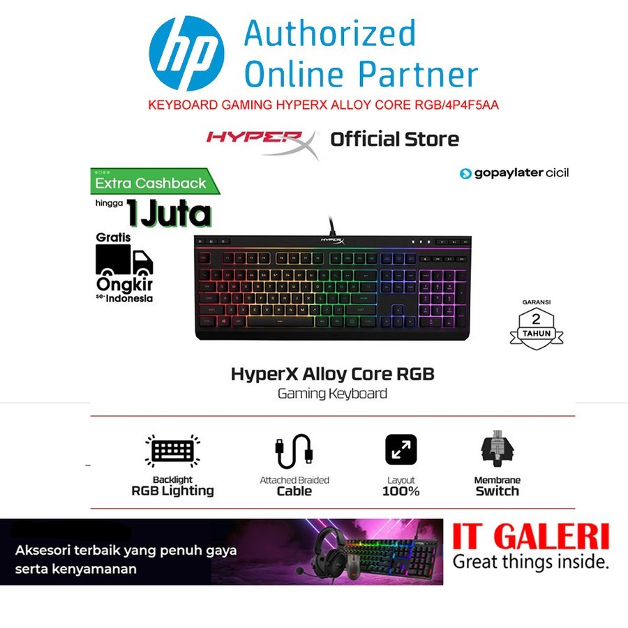 Jual HyperX Keyboard Gaming Alloy Core RGB Full Size - 4P4F5AA | Shopee ...