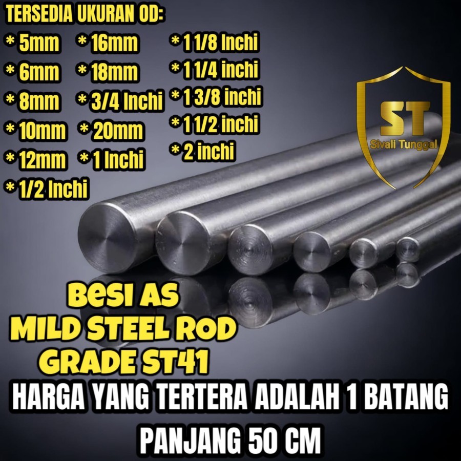 Jual BESI AS ST 41 1 1/8" INCH - 2" INCHI X 50CM | AS SS 400 | MILD ...
