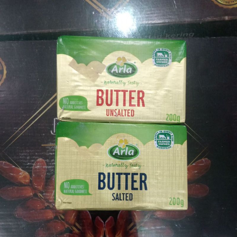 Jual Arla Butter Naturally Tasty Unsalted, Salted berat bersih 200gr ...