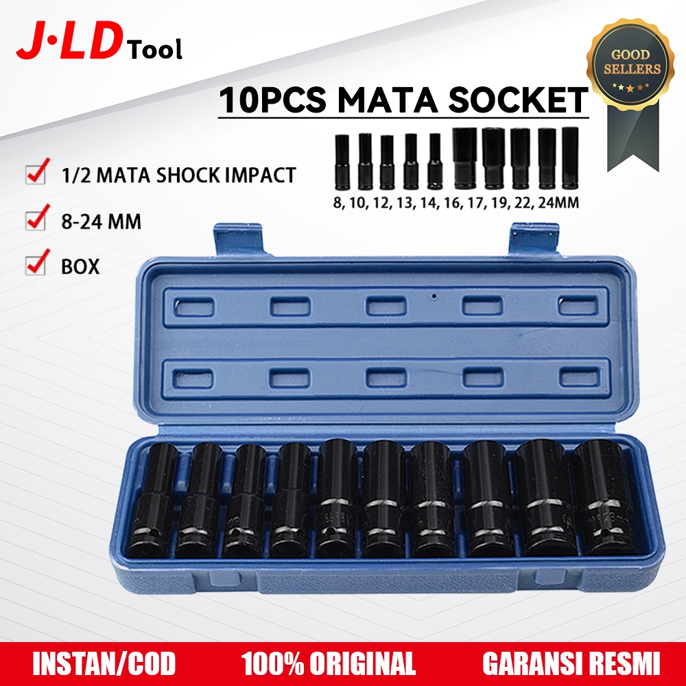Jual JLD 10pcs Mata Socket Extention Impact Socket PANJANG 1/2inch Mata Sok Panjang 8mm - 24mm ...