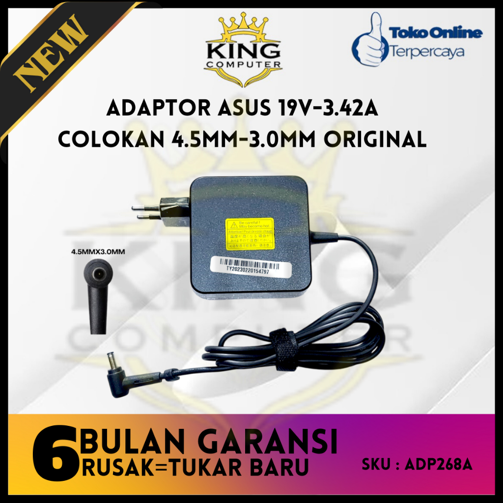 Jual Adaptor Charger Asus 19V-3.42A Colokan DC 4.5MM*3.0MM P2440 P2440U ...