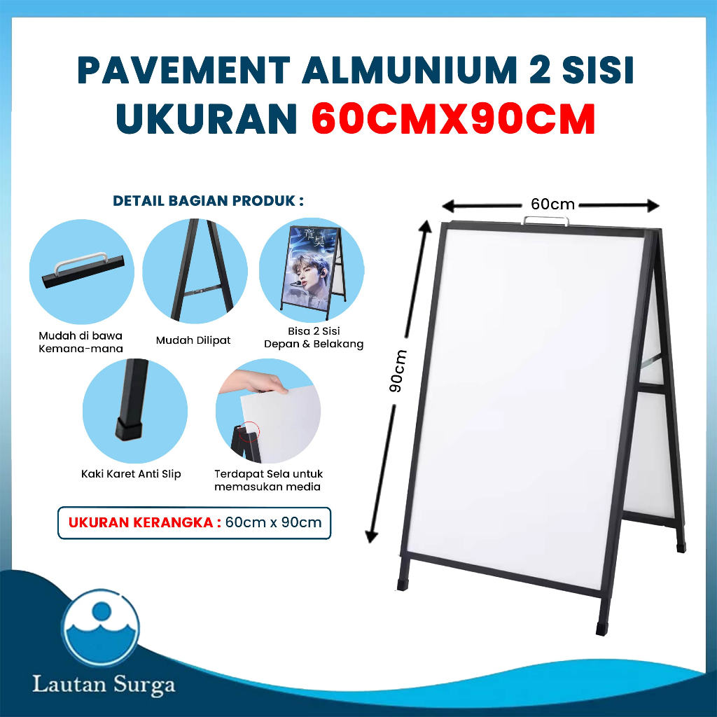 Jual Standing Banner Lipat Stand Banner Signage Sidewalk Segitiga ...