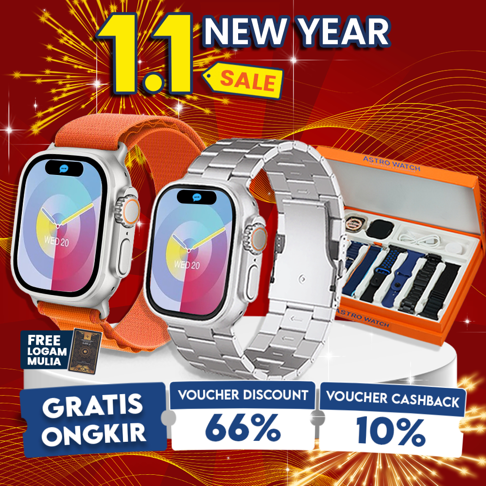 Jual ASTROWATCH Ultra 9 Smartwatch 8 in 1 Stainless Bluetooth Full ...