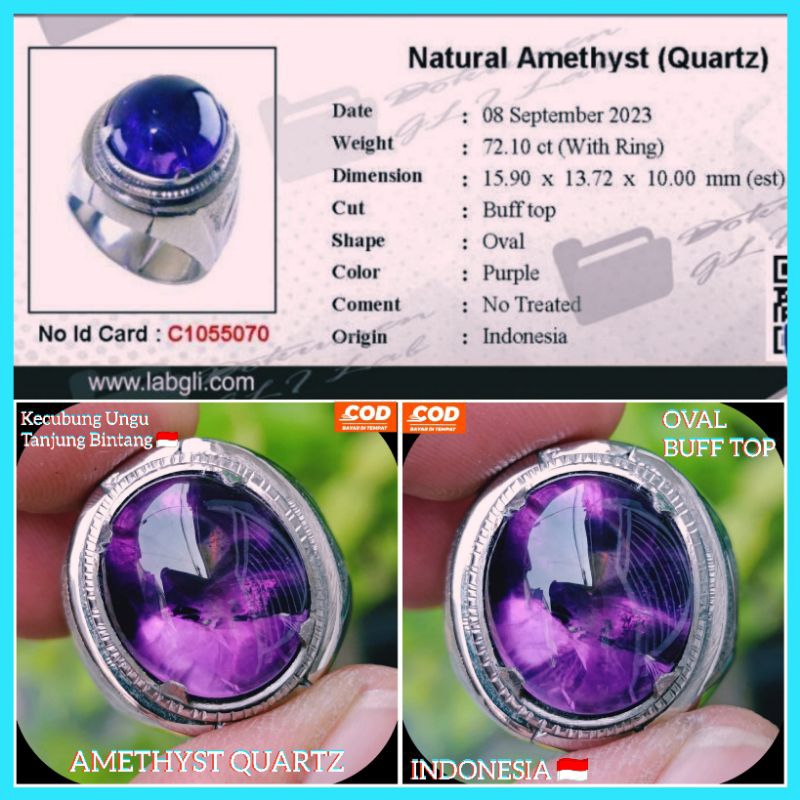 Jual NATURAL BATU CINCIN KECUBUNG UNGU AMETHYST QUARTZ (FREE MEMO) A602 | Shopee Indonesia