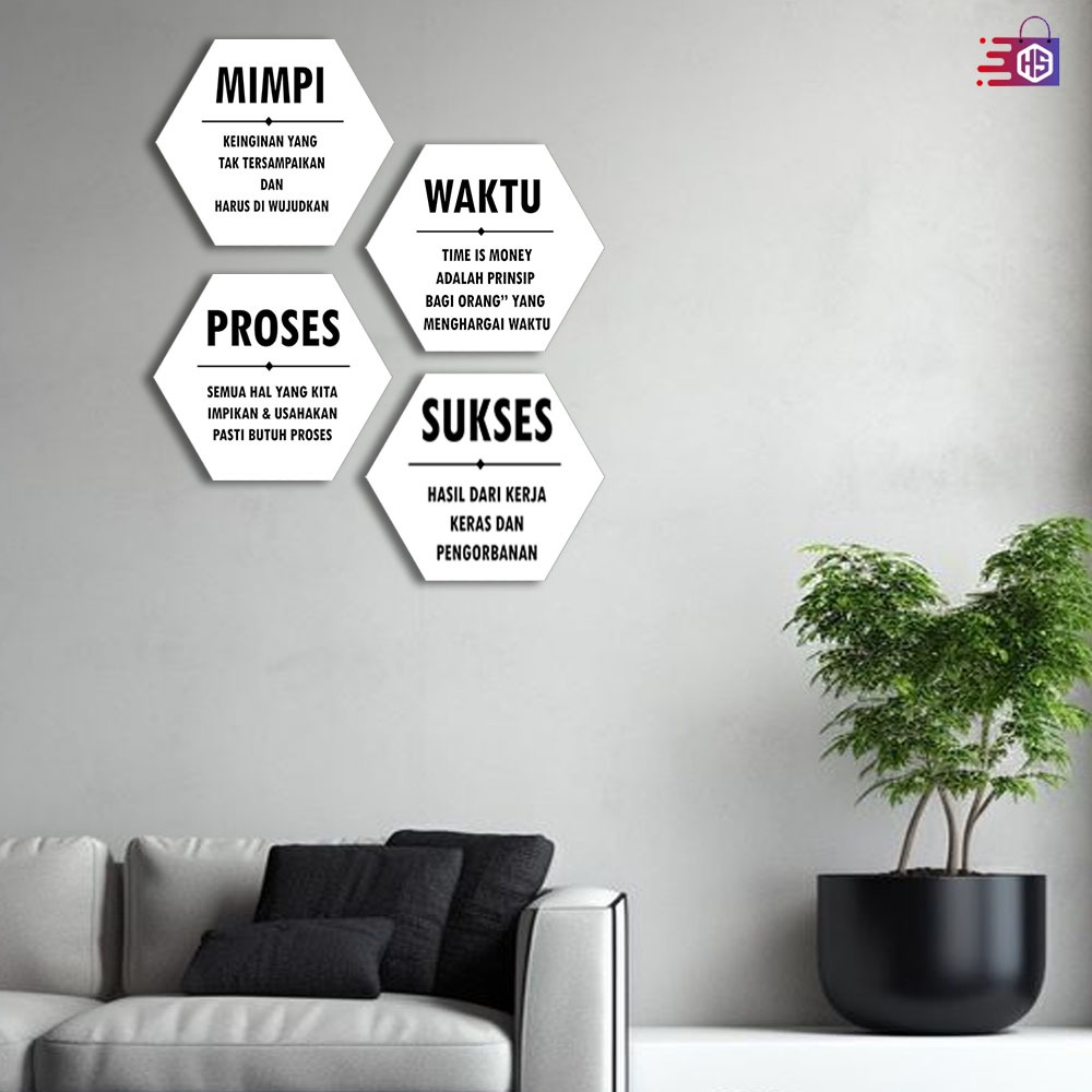 Jual Hiasan dinding hexagional kata kata motivasi - poster kamar ...