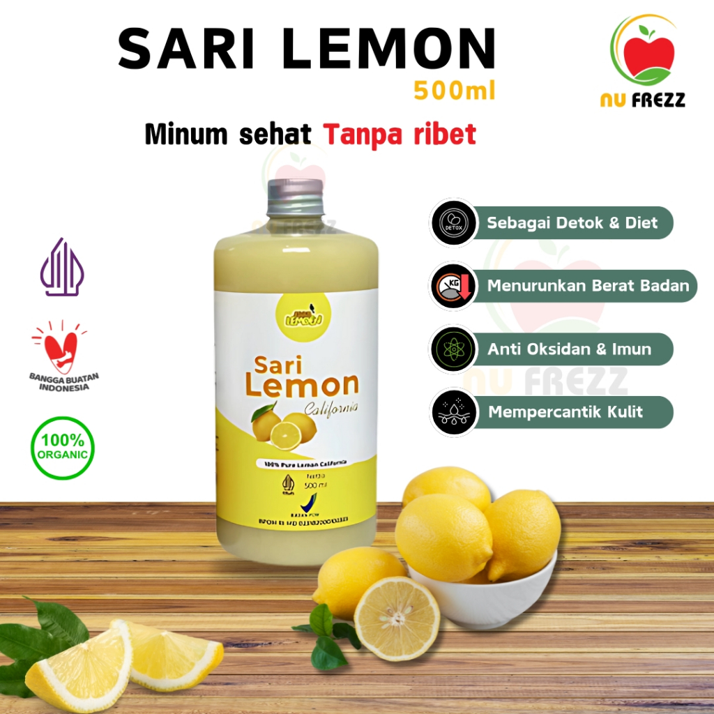 Jual Sari Lemon Organik Original Pure Lemon Fresh 500ML Halal dan BPOM ...