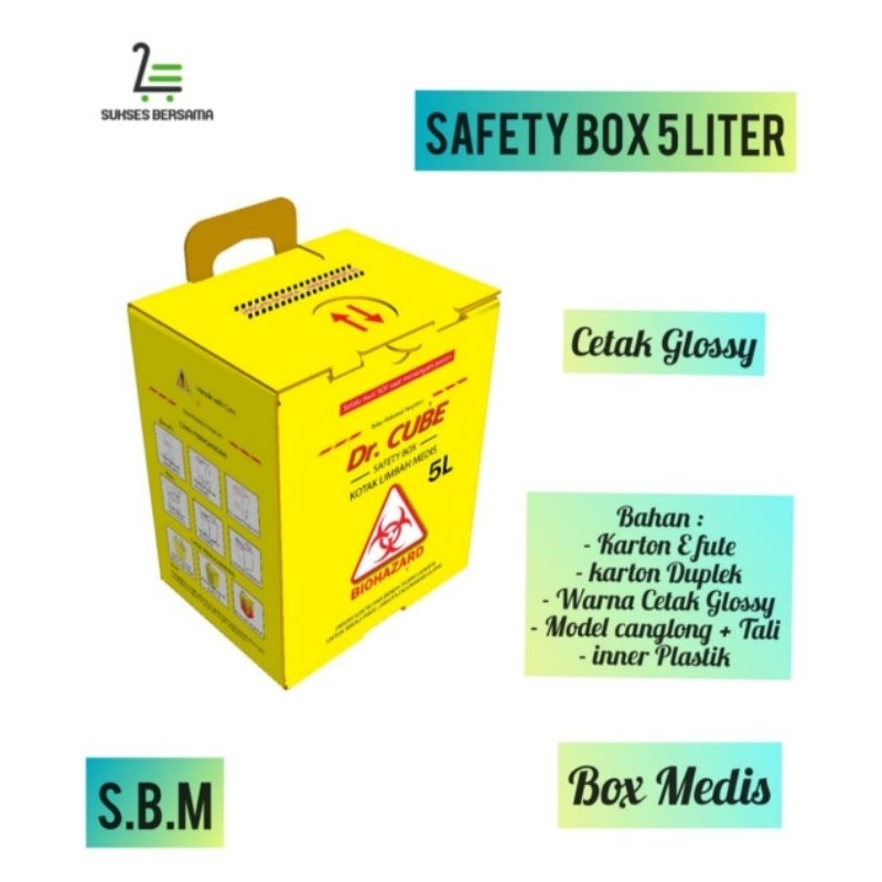 Jual Safety Box 5 Liter Glossy/Safety Box Medis Biohazard/Tempat Sampah ...
