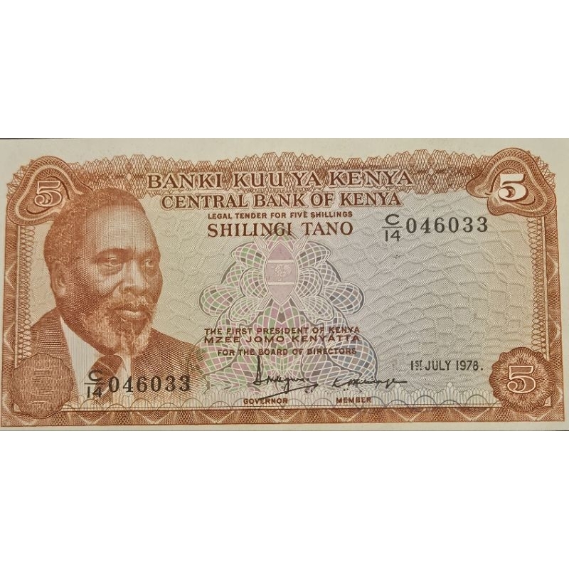 Jual Uang Asing Langka Negara Kenya 5 Shillings 1978 Langka Kondisi UNC ...