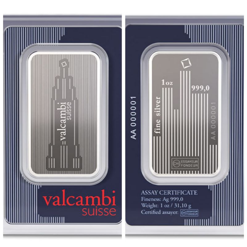 Jual Perak Batangan Cantik Valcambi Suisse Skyline 1 oz Silver Bar in ...