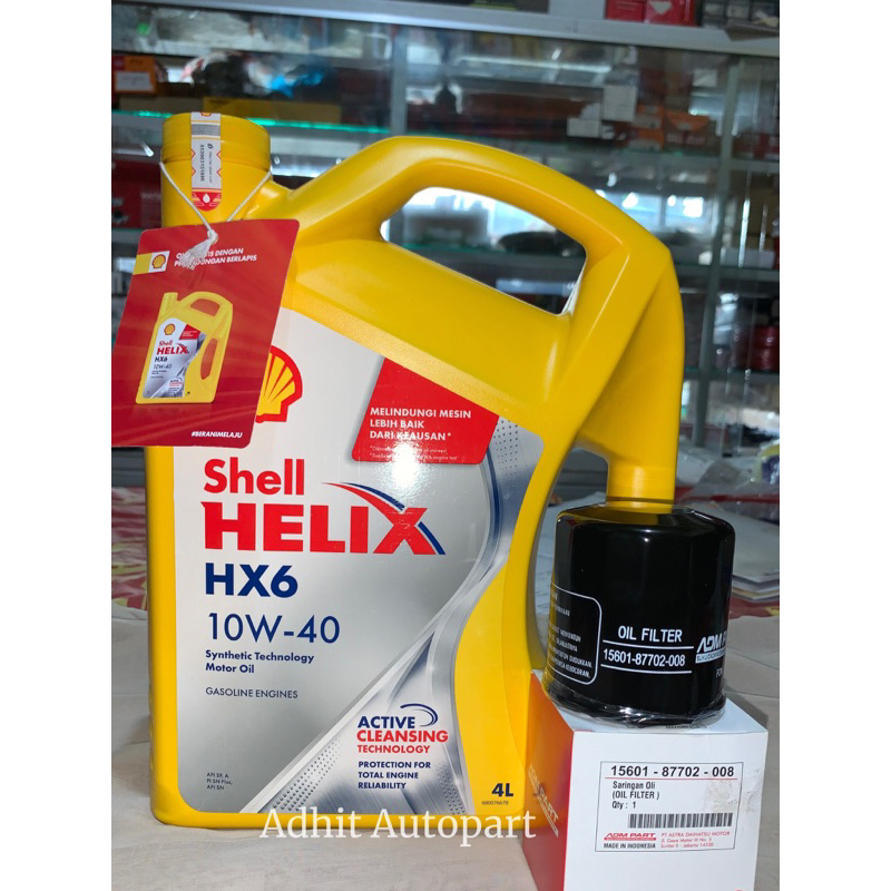 Jual PAKET GANTI OLI Shell Helix HX6 SAE 10W-40 4Liter & Filter Oli ADM ...
