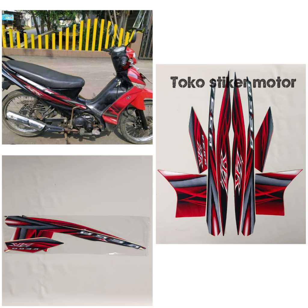 Jual STIKER STRIPING & LIS BODY MOTOR YAMAHA VEGA ZR 2012 HITAM MERAH ...