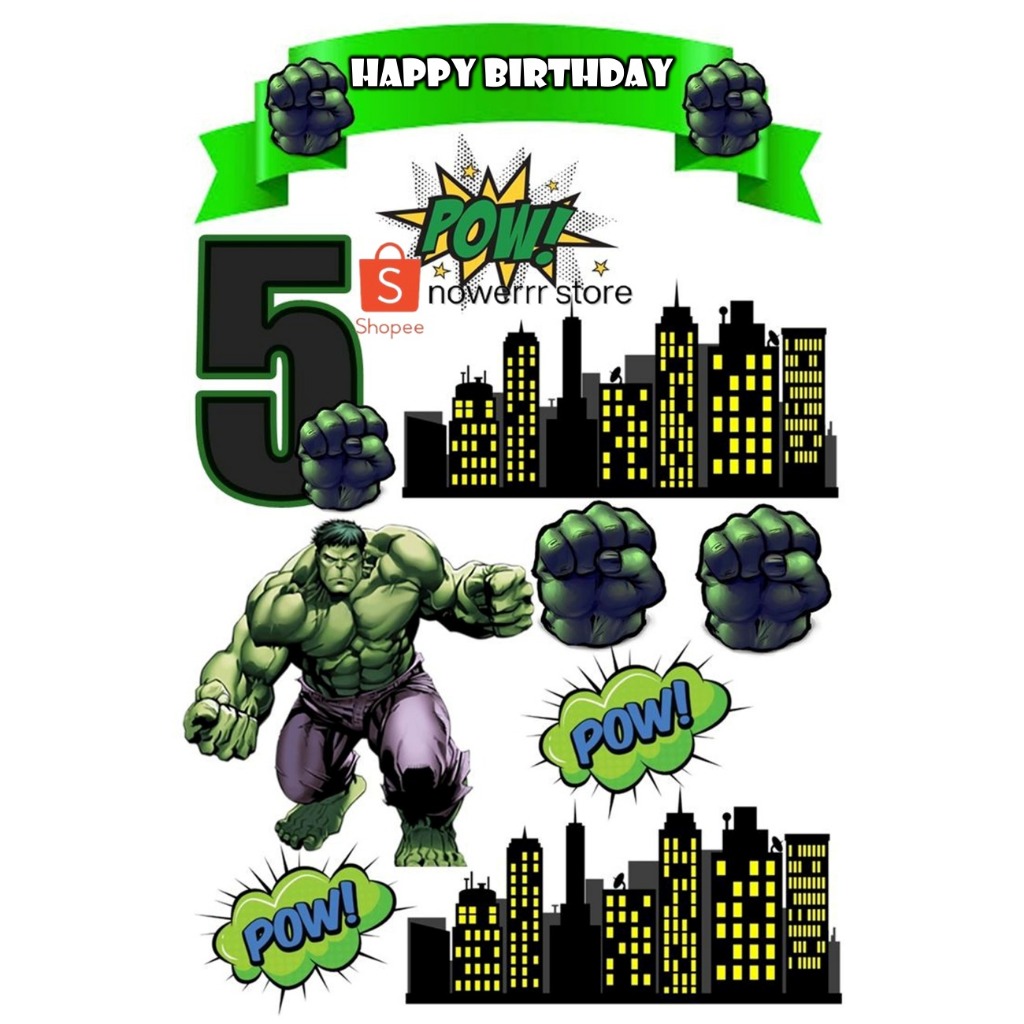 Jual HULK MARVEL/ Topper Birthday HULK avengers/Hiasan Cake HULK Custom ...