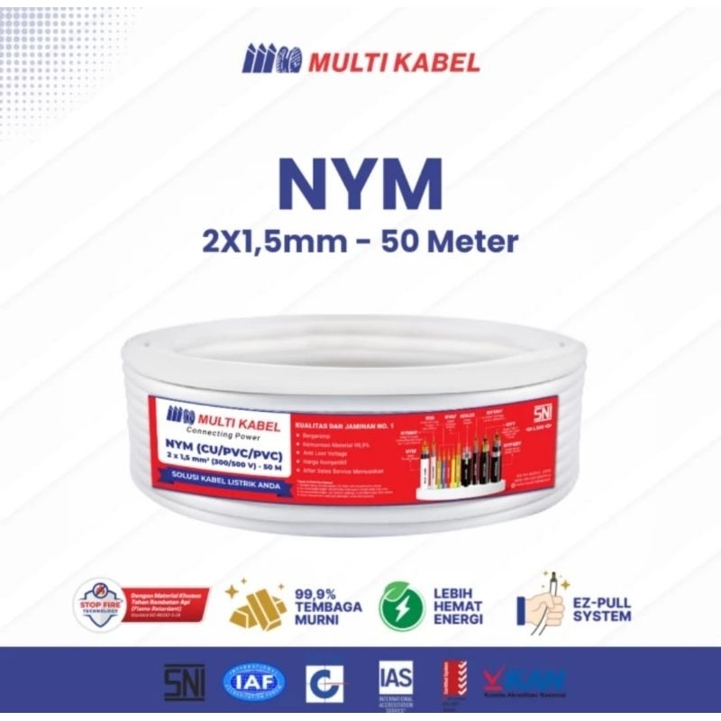 Jual FLASH SALE ORIGINAL MULTI KABEL NYM 2X1,5mm2 50Meter full 3x TAHAN ...