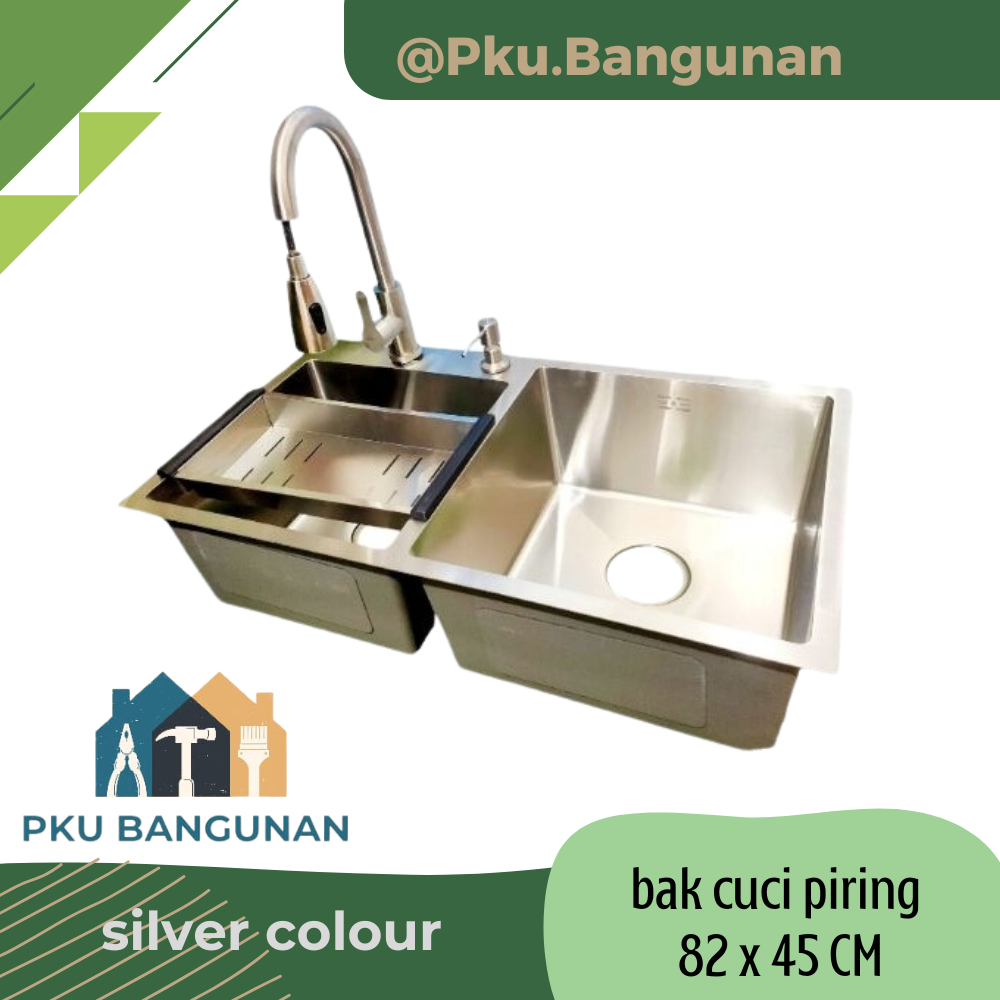 Jual kitchen sink 2 lubang bak cuci piring stainless steel SUS304 2 ...