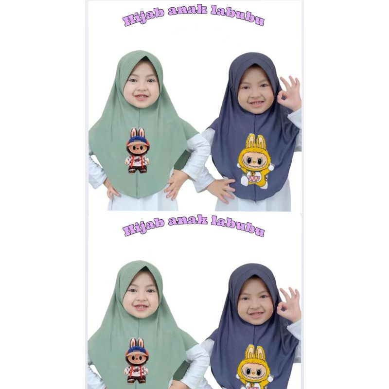 Jual HIJAB ANAK LABUBU VIRAL/HIJAB ANAK STIKER LABUBU/Hijab anak labubu ...