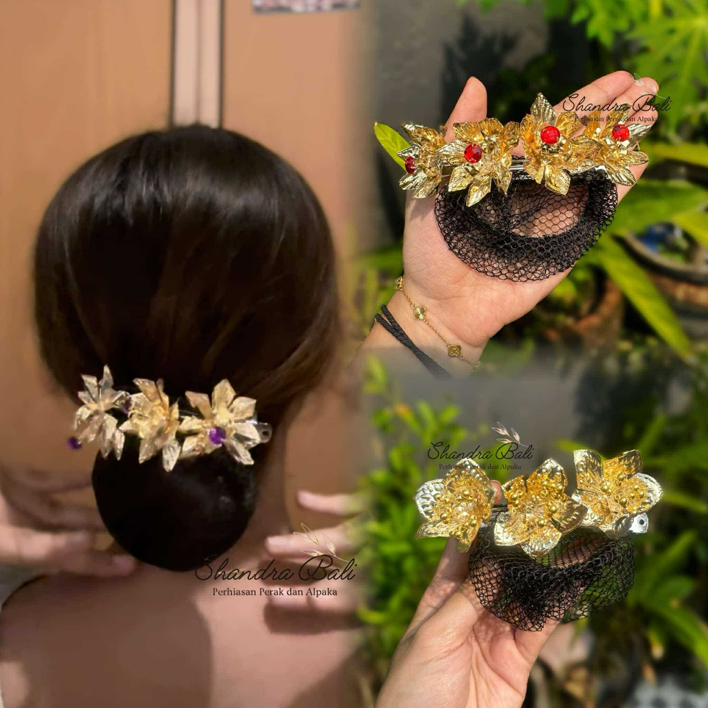 Jual JEPIT JARING HARNET BUNGA SEMANGGI BALI TEMBAGA KUNING TUNJUNG ...