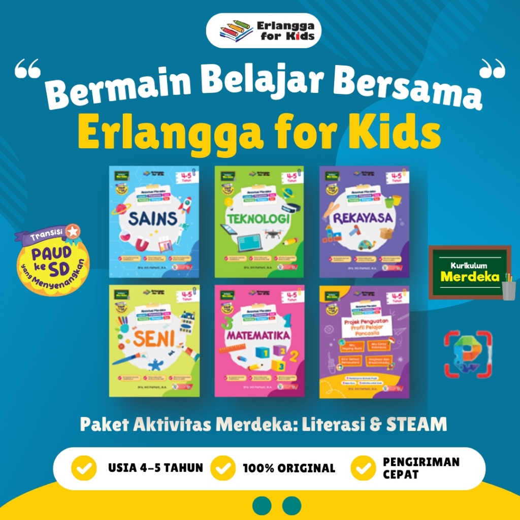 Jual [Erlangga] Buku Paket TK/PAUD: Paket Aktivitas Merdeka: Literasi & STEAM Usia 4 - 5 & 5 - 6 ...