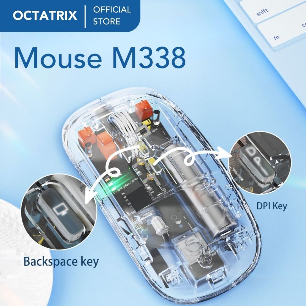 Jual Mouse Wireless Bluetooth Rechargeable 2.4G Transparent For Ipad ...