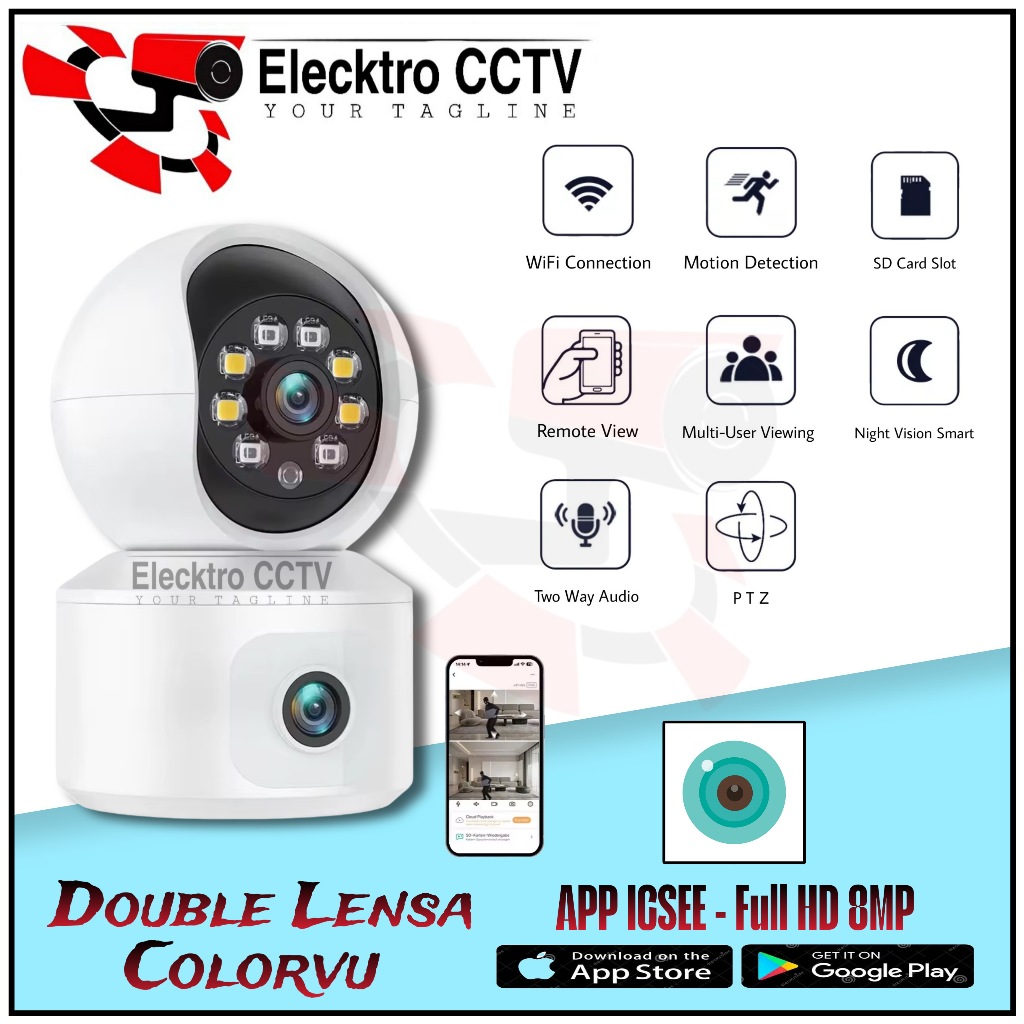 Jual CCTV IP Camera ICSEE Double Lensa Duel Camera Resolusi 1440P ULTRA ...