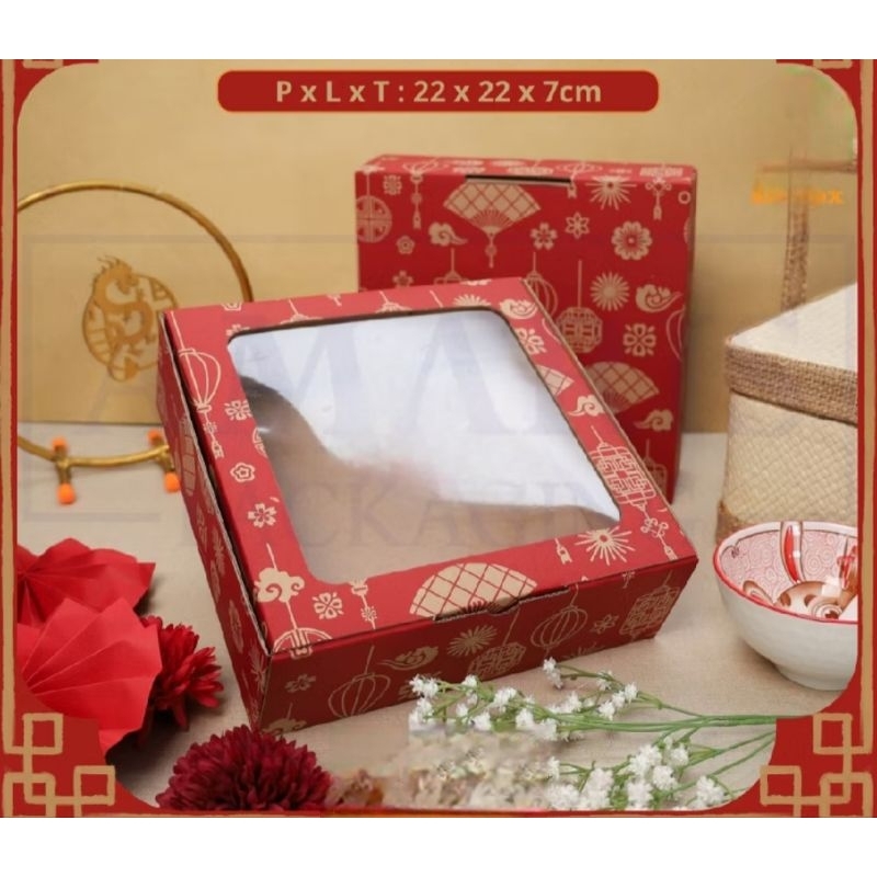 Jual Pudding Box Imlek 22x22 x7cm Box Pudding Natal Box Imlek Jendela ...