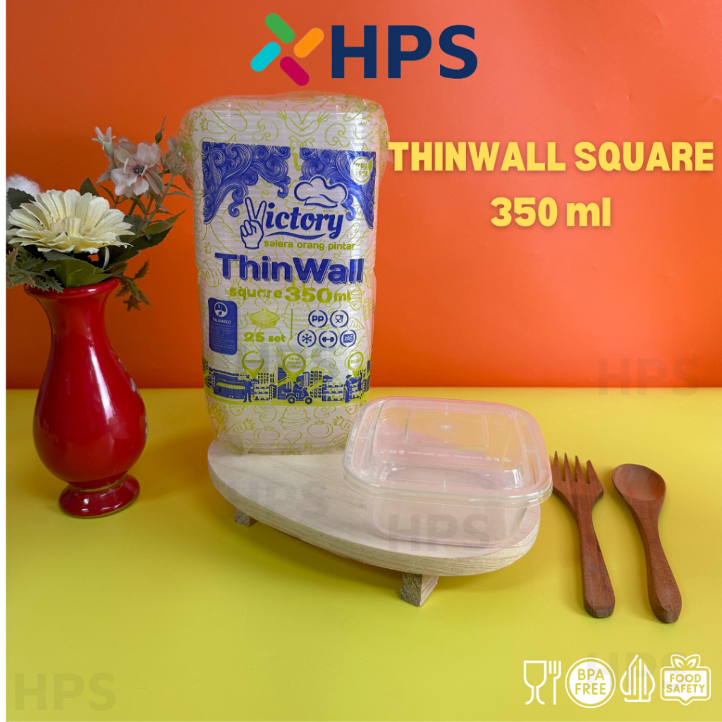 Jual Thinwall Square 350ml KOTAK Container Wadah Makan Catering Plastik ...