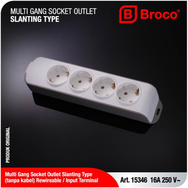 Jual 15346 Broco Stop Kontak 4 Lubang Miring (Non Child Protection ...