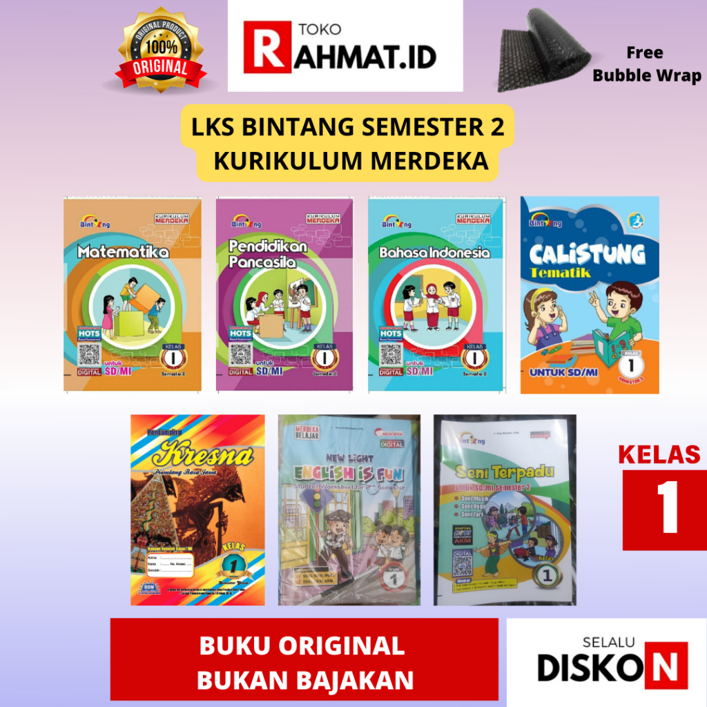 Jual LKS BINTANG KELAS 1 SEMESTER 2 MATEMATIKA BAHASA INDONESIA SENI ...