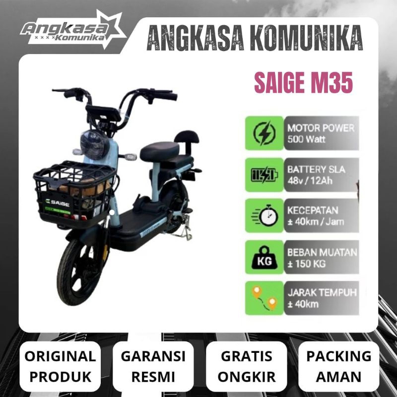 Jual Sepeda Listrik Saige M35 500watt 48v/12Ah Garansi Resmi | Shopee ...