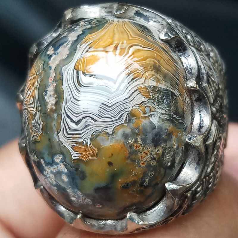 Jual Batu Akik Karang Nunggal Dwi Pamor Multicolor Langka Elegant ...