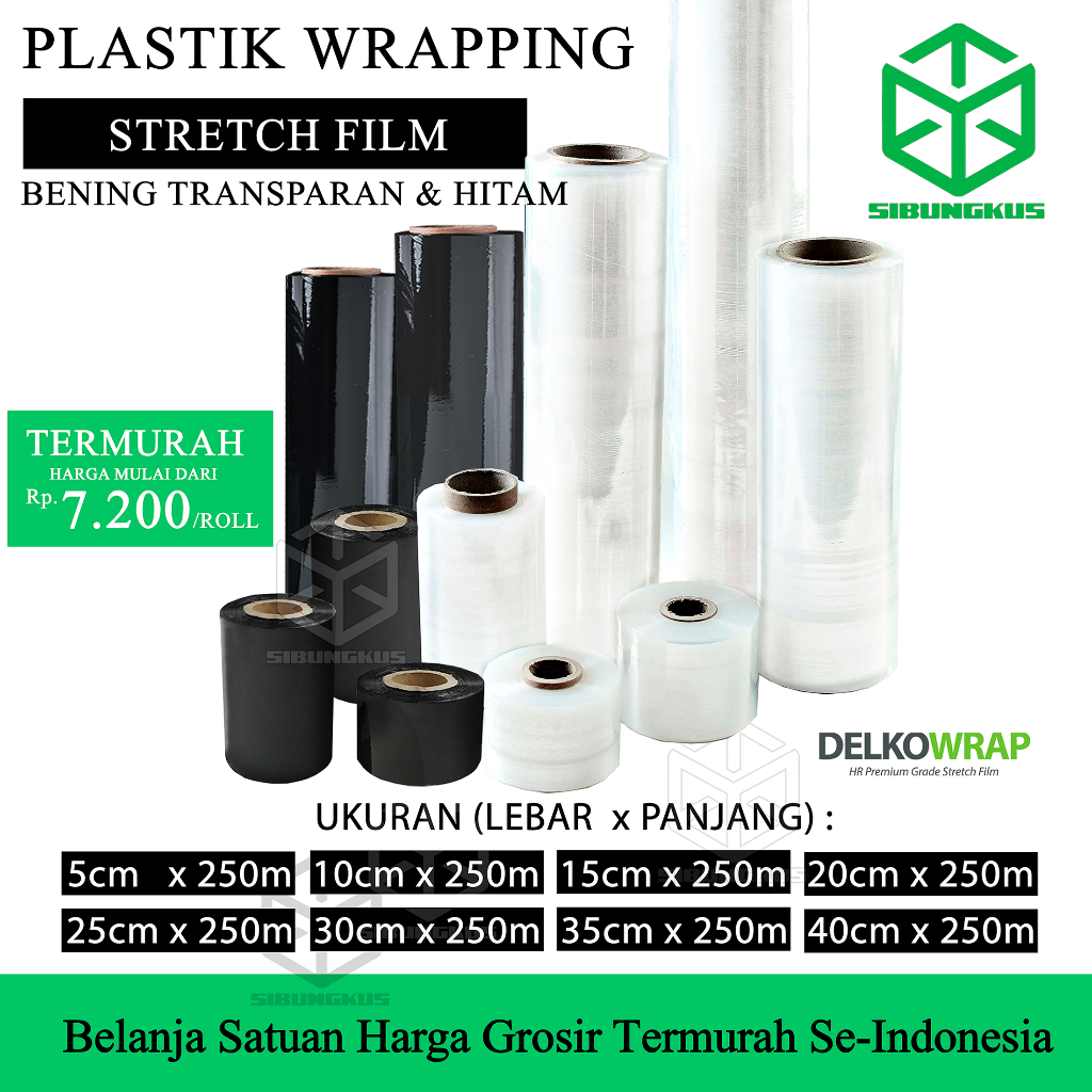 Jual Plastik Wrapping Barang Stretch Film Wrap Bening Transparan Hitam ...