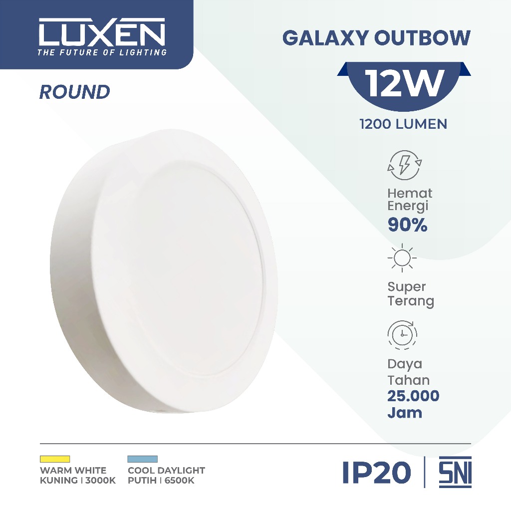 Jual LUXEN LAMPU DOWNLIGHT LED GALAXY OUTBOW BULAT 12 Watt Cahaya Putih ...
