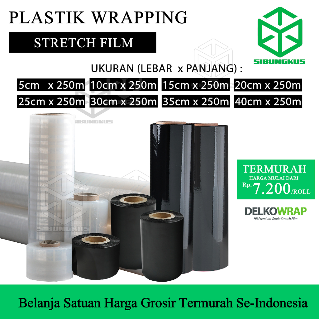 Jual Plastik Wrapping Barang Stretch Film Wrap Bening Transparan Hitam ...