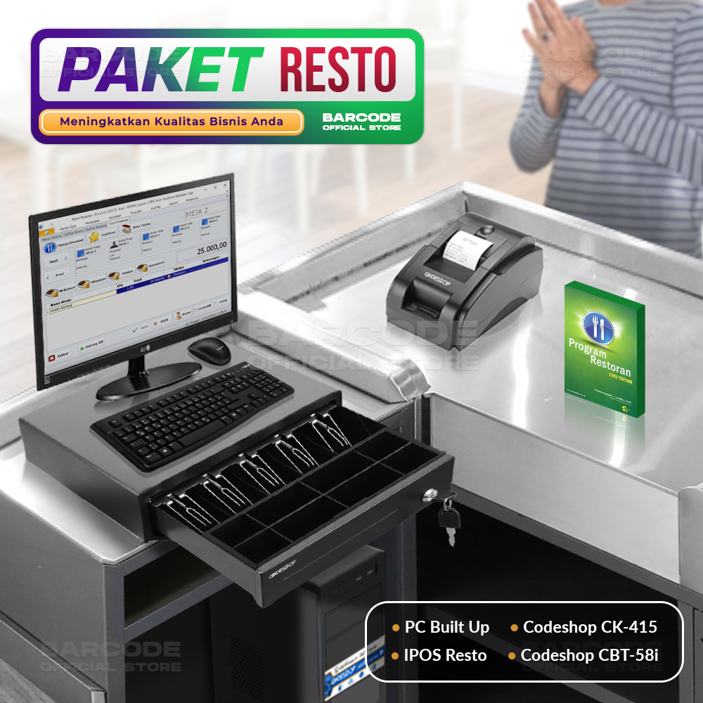 Jual Paket Komputer Kasir + IPOS Resto 3.0 Software Program Kasir Restoran + CBT-58i Printer ...
