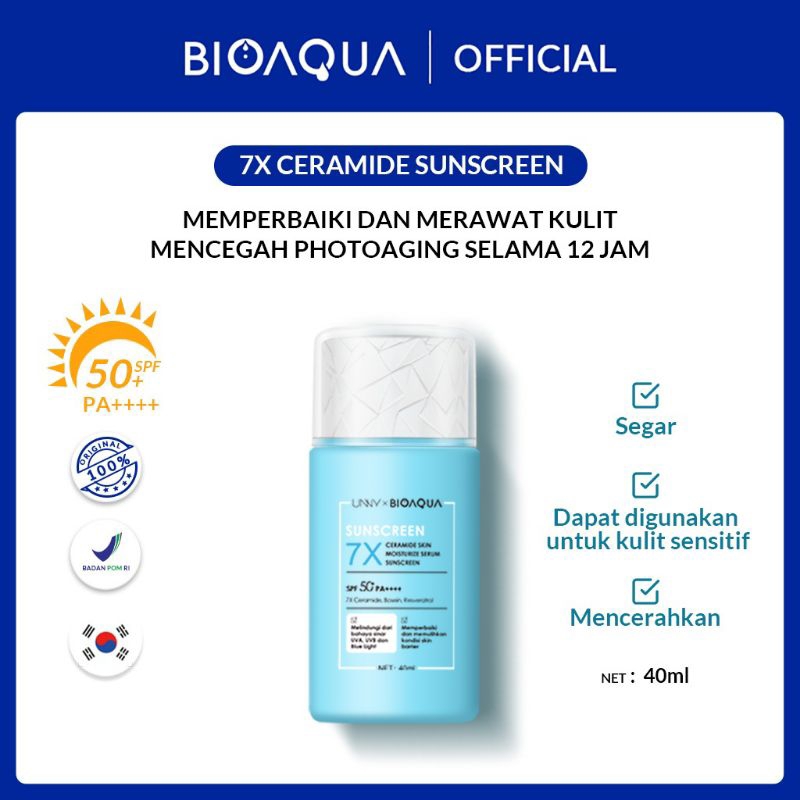Jual BIOAQUA 7X Ceramide Sunblock Wajah Sunscreen Spf 50 Pa++++ 40ml ...