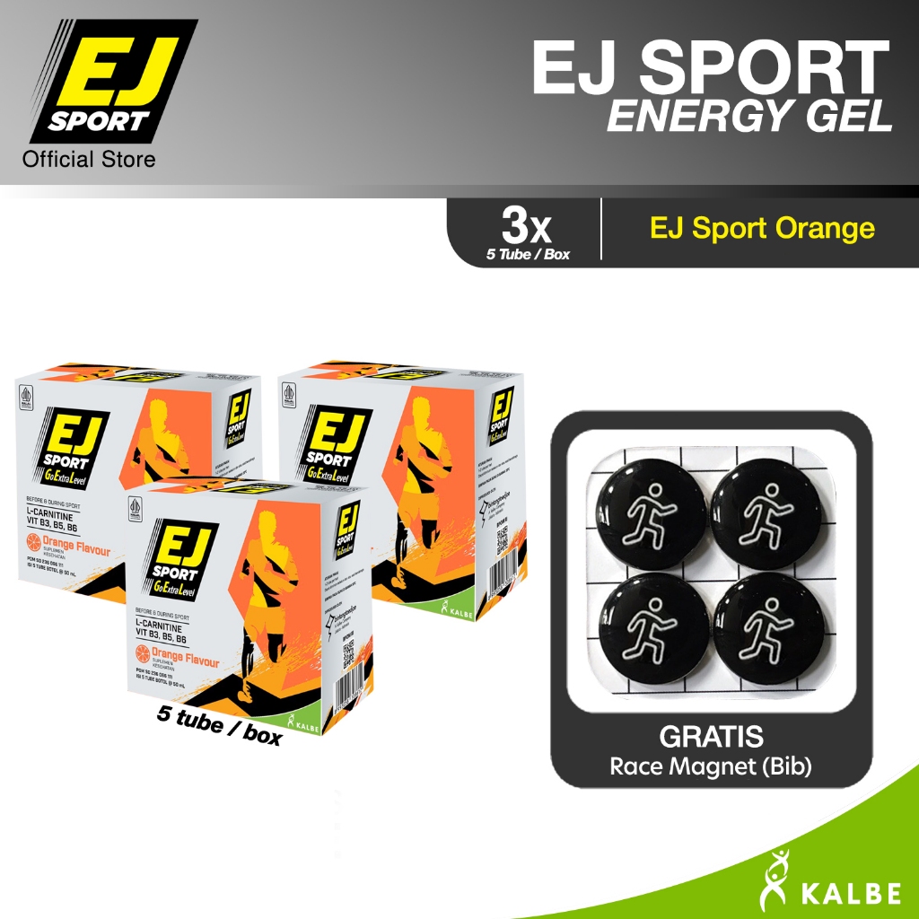 Jual EJ Sport Orange Enegergy Gel - 3 Pack + Free Race Magnet | Shopee ...