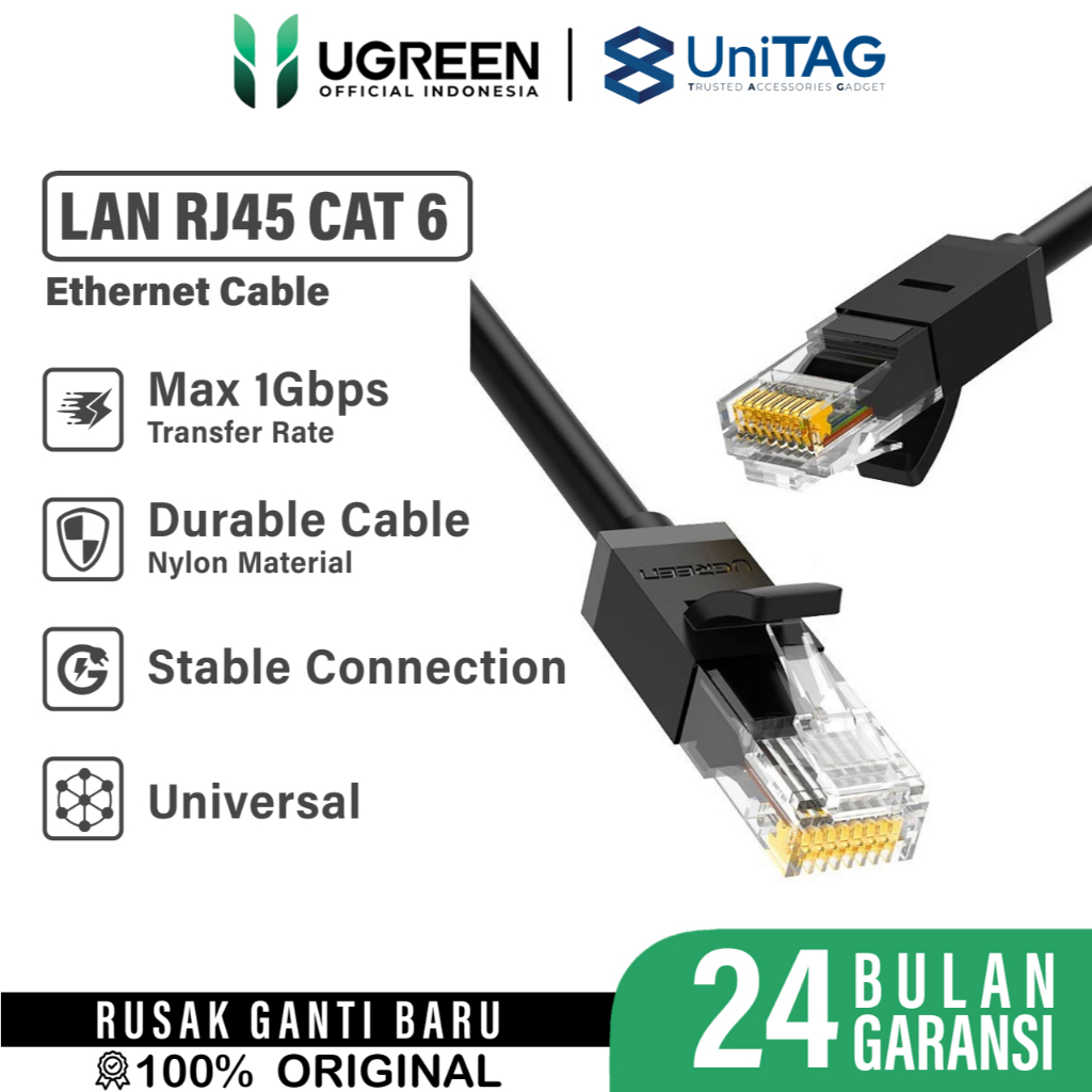Jual Cable LAN RJ45 CAT 6 UGREEN Ethernet/Internet 1Gbps 250 MHz UTP ...