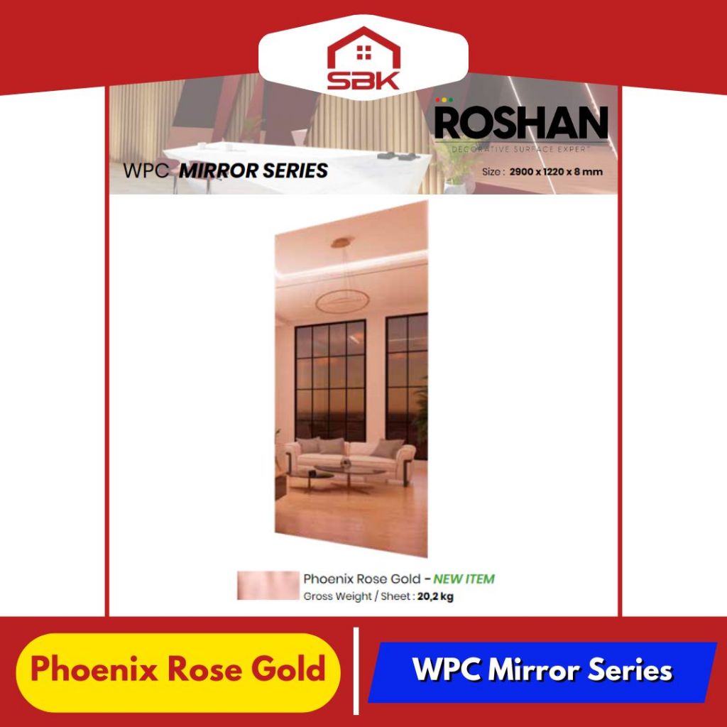 Jual Wall Panel WPC Roshan 2900x1220 Mirror Series | Shopee Indonesia