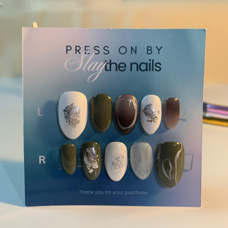 Jual Earthy Olive Press On Nails | kuku palsu fake nails hijau botol ...