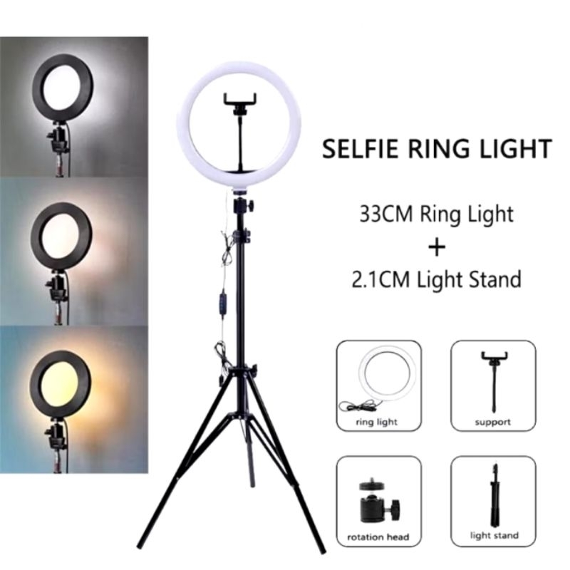 Jual PAKET LAMPU RING LIGHT LED 26CM + TRIPOD 2 METER VLOG LIVE ...