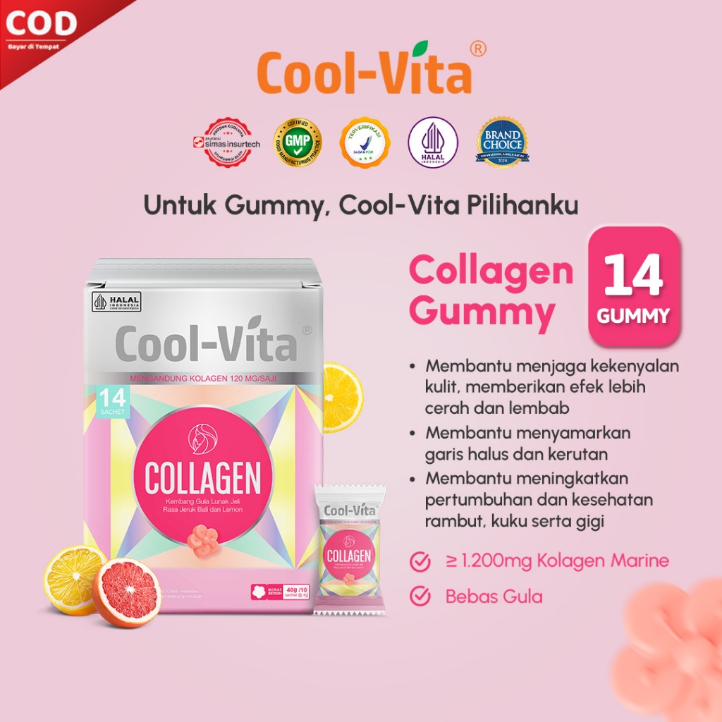 Jual Coolvita 1 Box Collagen Gummy Rasa Jeruk Bali dan Lemon | Gummy ...